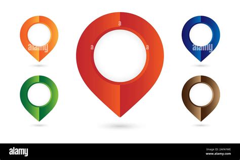 Map Pointer Icon GPS Location Symbol Flat Design Style Colored Map