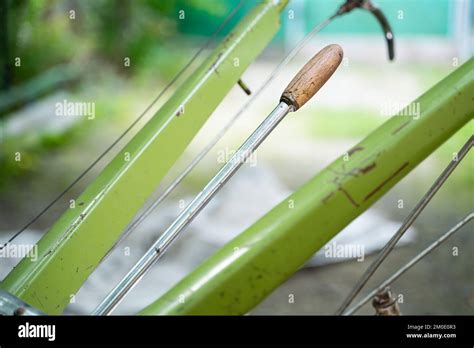 Gear Lever On A Walk Behind Tractor Close Up On A Blurred Background Control Elements Of