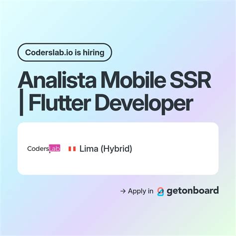Analista Mobile Ssr Flutter Developer At Peru Get On Board