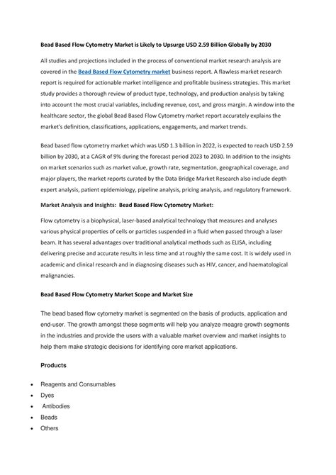 Ppt Bead Based Flow Cytometry Market Is Likely To Upsurge Usd 259