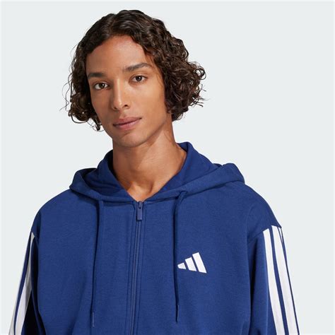 Mens Clothing Essentials 3 Stripes French Terry Full Zip Hoodie