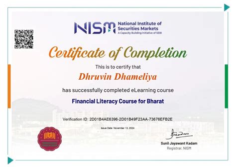 Dhruvin Dhameliya On Linkedin Financialliteracy Continuouslearning Nism