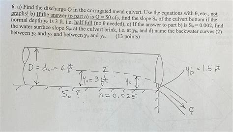 Solved 6 A Find The Discharge Q In The Corrugated Metal