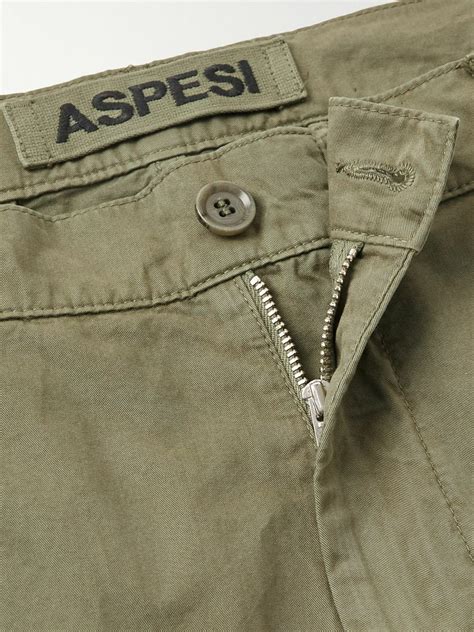 Aspesi Cotton Gabardine Tapered Trousers Green Aspesi