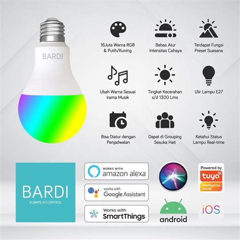 Jual Lampu Bardi Smart Led Home Automation Light Bulb Ww W W Wifi Lampu Smart Acome