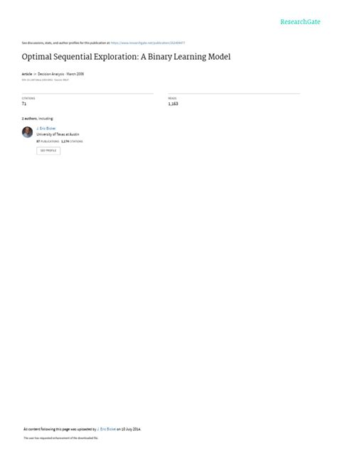 Optimal Sequential Exploration A Binary Learning M Pdf Mathematical Optimization Oil Well