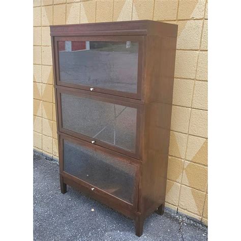 Mid Century Hale Industries Stackable Walnut And Glass Barrister