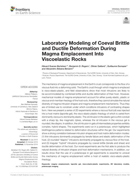 Pdf Laboratory Modeling Of Coeval Brittle And Ductile Deformation