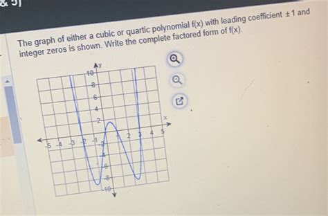 Solved J The Graph Of Either A Cubic Or Quartic Polynomial F X With Leading Coefficient