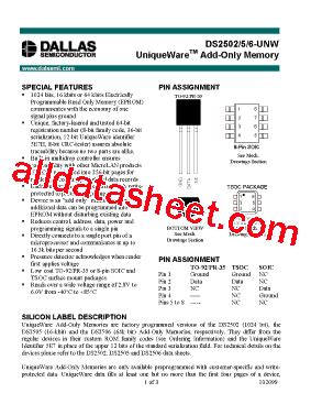 DS2502 Datasheet PDF Dallas Semiconductor