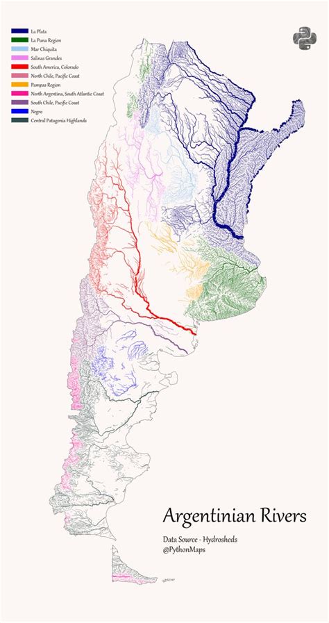 Python Maps On Twitter Argentinian Rivers This Map Shows The Rivers Of Argentina Broken Down