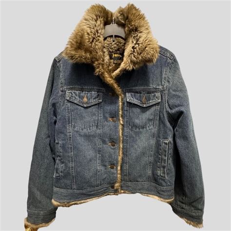 Fabio Jackets And Coats Fabio Size M Faux Fur Lined Denim Jacket Poshmark