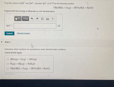 From the values of ΔH and ΔS calculate ΔG at C Chegg com