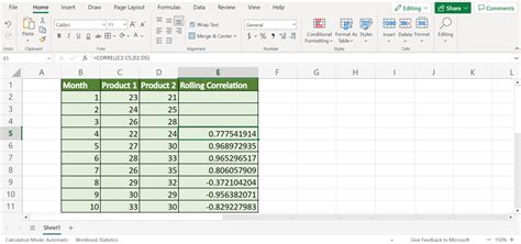 How To Calculate Rolling Correlation In Excel Sheetaki