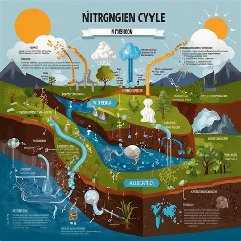 Nitrogen Cycle Labeled Educational Natural Chemical Scheme Graphic With