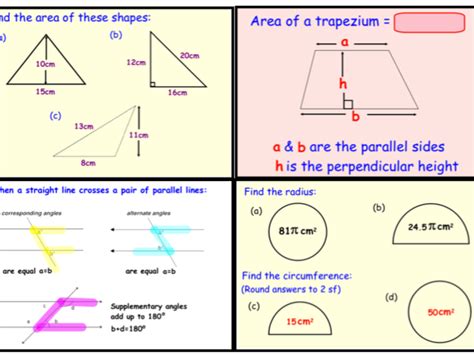 Gcse Geometry Area Perimeter Volume Angles And Pythagoras Revision