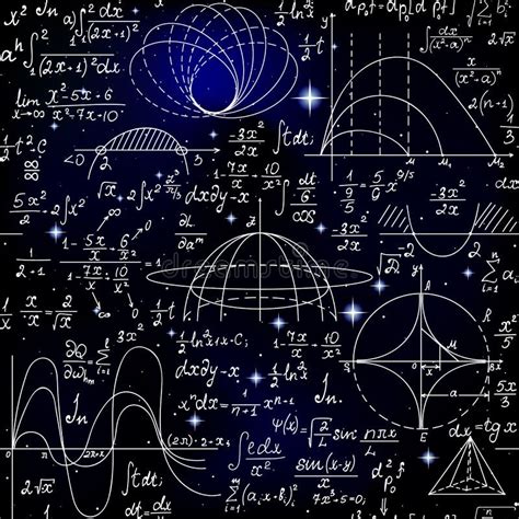 Mathematical Vector Seamless Pattern With Formulas Figures And Calculations Handwritten On The