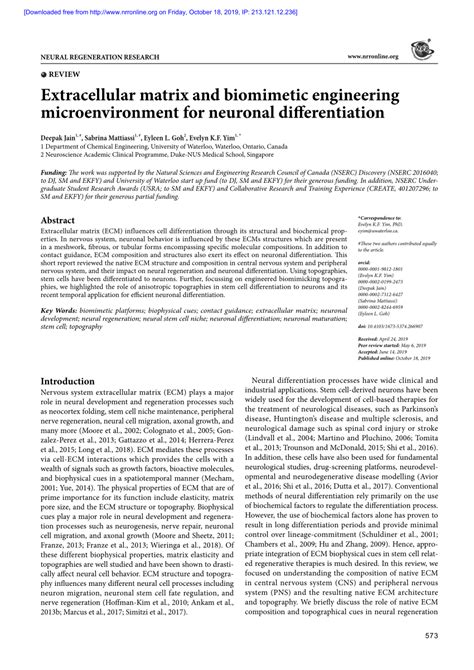 Pdf Extracellular Matrix And Biomimetic Engineering Microenvironment