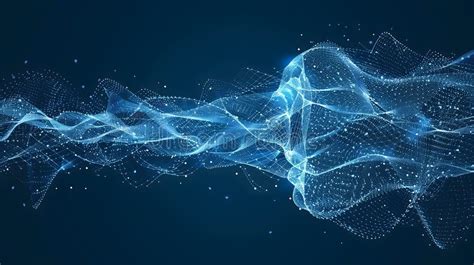 Abstract Digital Waveform With Dynamic Particle Flow In Blue Stock Illustration Illustration