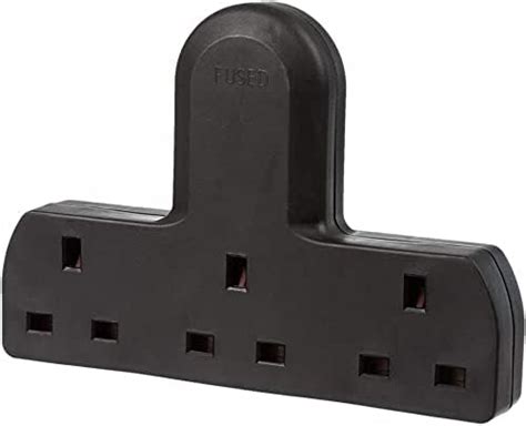Invero Way Multi Mains Adaptor One Socket Into Three Triple Plugs Cable Free UK Pin