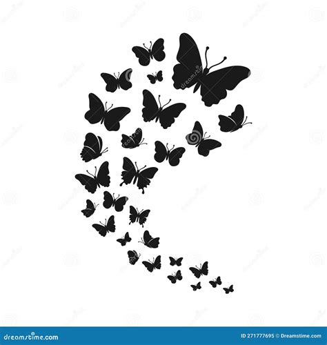 Flying Butterflies Vector Illustration Silhouettes Butterflies