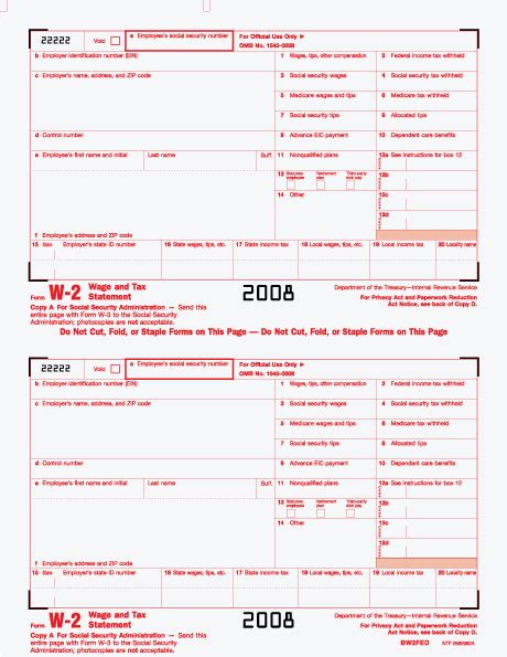 Employer W 2 Form Printable Printable Forms Free Online