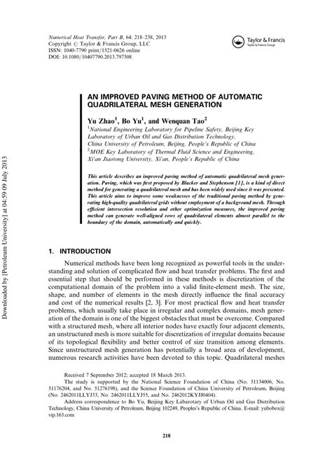 Pdf An Improved Paving Method Of Automatic Quadrilateral Mesh Generation