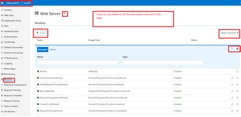 Accessibility A11ymanageiisnetweb Servermodules Focus Is Not Visible On All The Controls