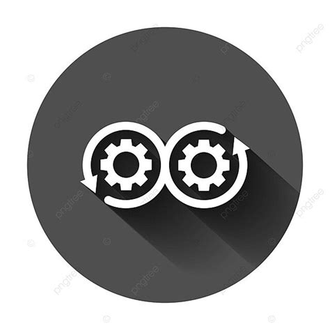 Flat Devops Icon On Black Background With Cog And Arrow Vector Software Arrow Collaboration