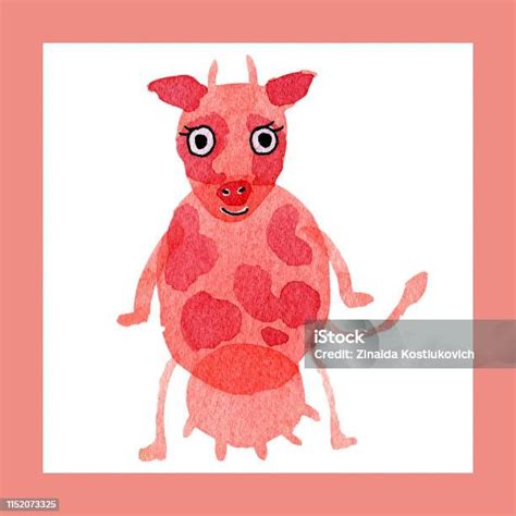 손으로 그린 수채화 그림 설정 재미 있는 만화 소 흰색 절연 젖 통 핑크 0명에 대한 스톡 벡터 아트 및 기타 이미지 0명 가축 귀여운 Istock