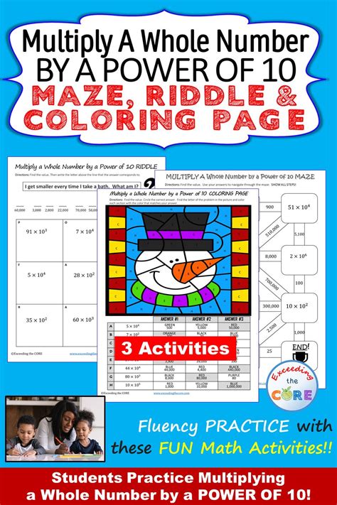 Multiply Whole Number By Power Of 10 Maze Riddle Coloring Page Print
