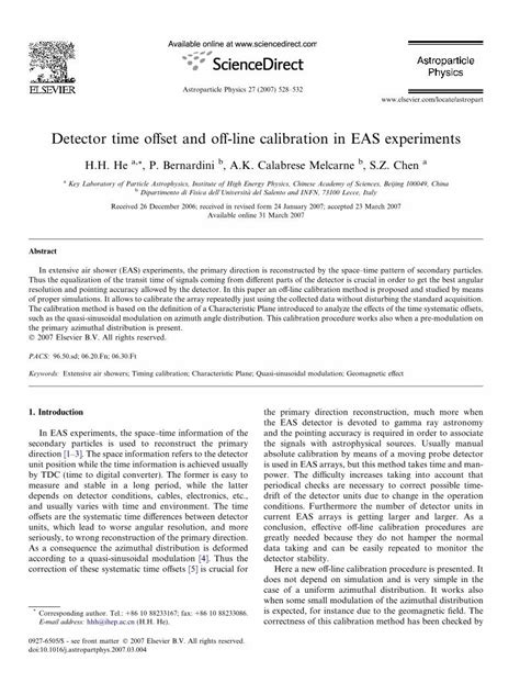 pdf detector time offset and off line calibration in eas experiments