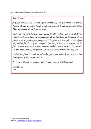 French Igcse Gcse Paper 2 Style Comprehension Exercise By
