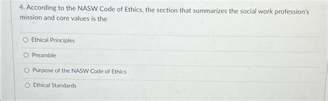 Solved According To The Nasw Code Of Ethics The Section