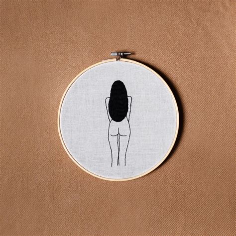 Pdf Embroidery Pattern One Line Naked Girl Portrait Body Etsy
