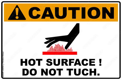Caution Hot Surface Safety Sign Stock Vector Adobe Stock