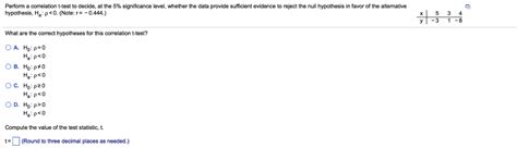 Solved Perform A Correlation T Test To Decide At The 5
