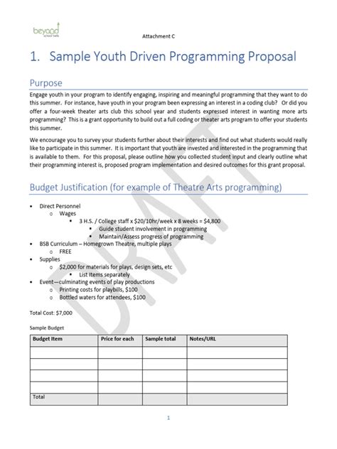 Sample Youth Driven Programming Proposal Pdf Learning