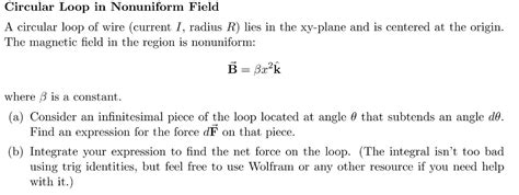 Solved A Circular Loop Of Wire Current I Radius R Lies In Chegg