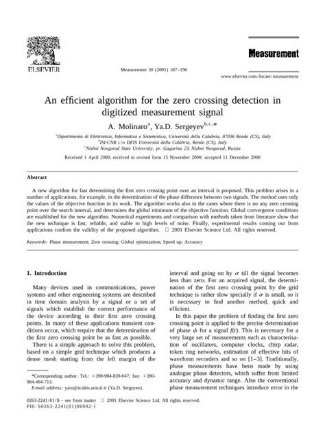 pdf an efficient algorithm for the zero crossing detection in