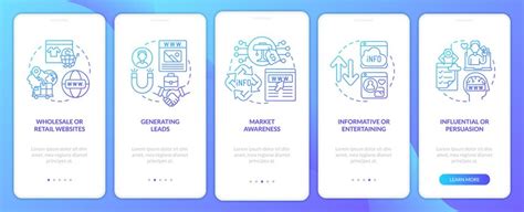 Premium Vector Website Content Types Blue Gradient Onboarding Mobile App Screen