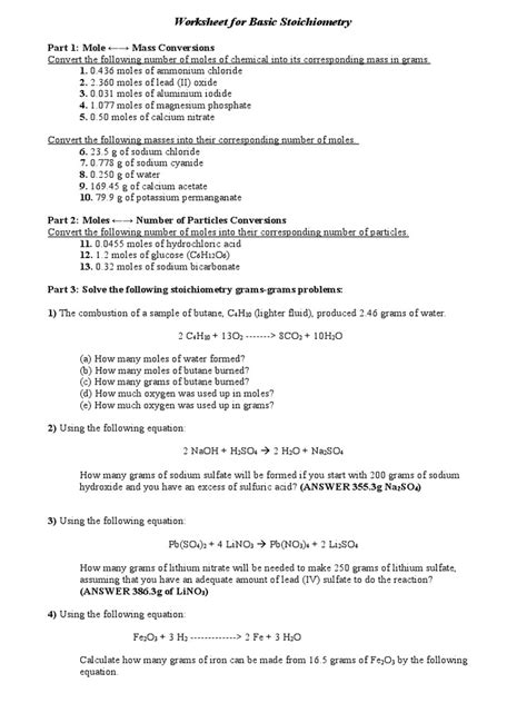 Free Stoichiometry Review Worksheet Download Free Stoichiometry Review