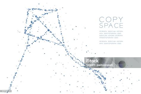 추상적인 기하학적 낮은 다각형 사각형 상자 픽셀 및 삼각형 패턴 다이아몬드 연 모양 자유 개념 디자인 파란색 그림 복사 공간 벡터 Eps 10 흰색 바탕에 0명에 대한 스톡