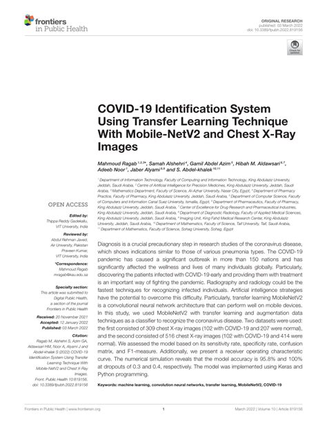 PDF COVID 19 Identification System Using Transfer Learning Technique