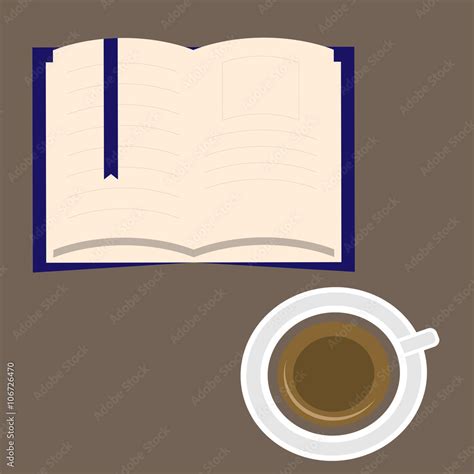 Чтение читать книгу открытая книга и чашка кофе отдых Stock Vector Adobe Stock