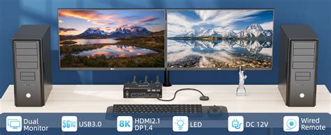 4k 144hz Kvm Switch 2 Monitors 2 Computers 8k 60hz Camgeet Hdmi And Displayport Dual Monitor Kvm