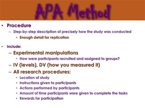 PPT APA Method Section PowerPoint Presentation Free Download ID