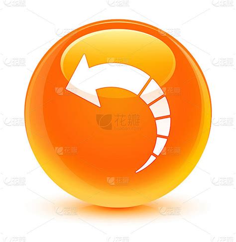 后退箭头图标玻璃橙色圆形按钮