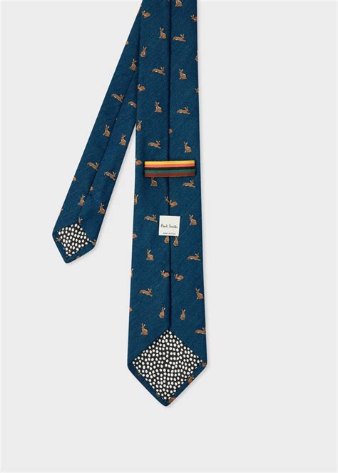 Mens Blue Rabbit Silk Wool Tie