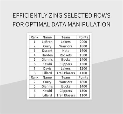 Efficiently Zing Selected Rows For Optimal Data Manipulation Excel